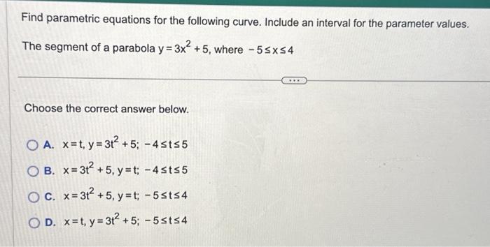 Solved Find parametric equations for the following curve. | Chegg.com