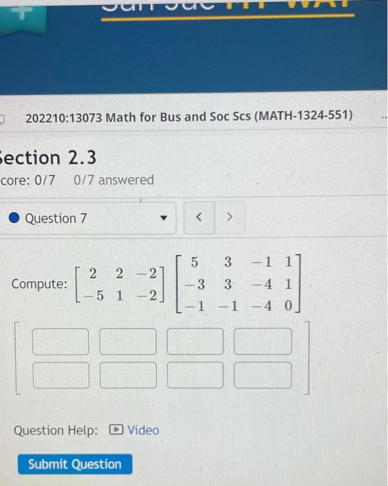 Solved 202210:13073 Math for Bus and Soc Scs (MATH-1324-551) | Chegg.com