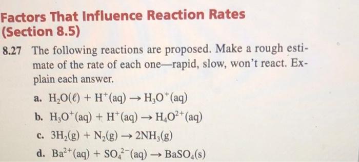 Solved actors That Influence Reaction Rates Section 8.5) | Chegg.com