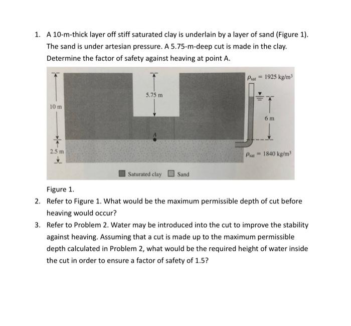 Solved 1. A 10-m-thick layer off stiff saturated clay is | Chegg.com