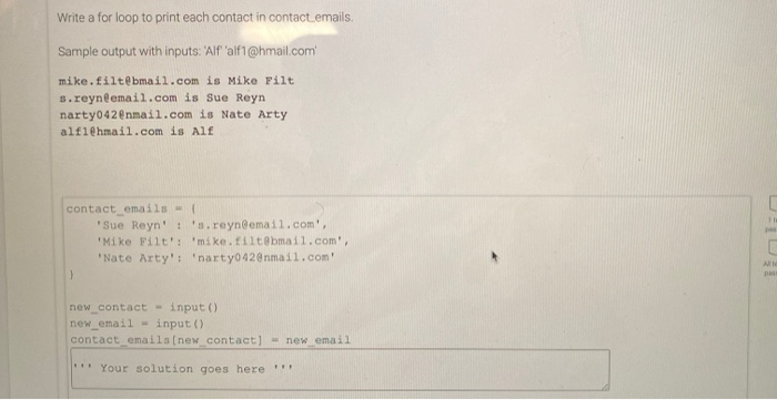 Solved Write A For Loop To Print Each Contact In Contact 4552