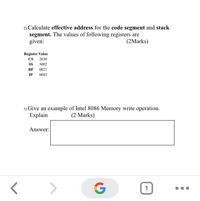 Solved 2) Calculate effective address for the code segment | Chegg.com