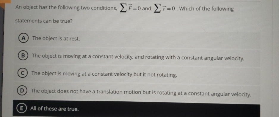 Solved An object has the following two conditions, | Chegg.com