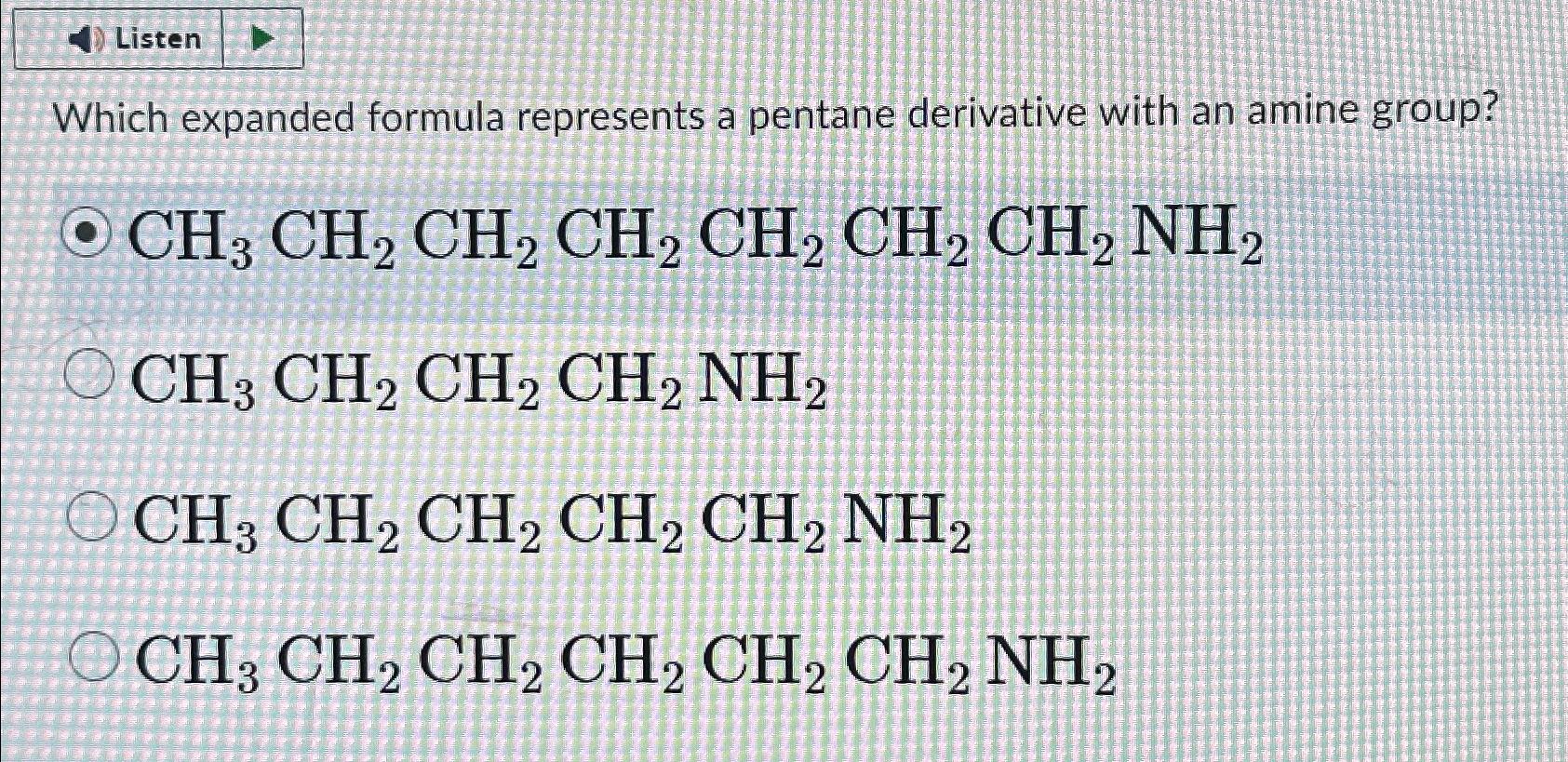 Solved Which expanded formula represents a pentane | Chegg.com