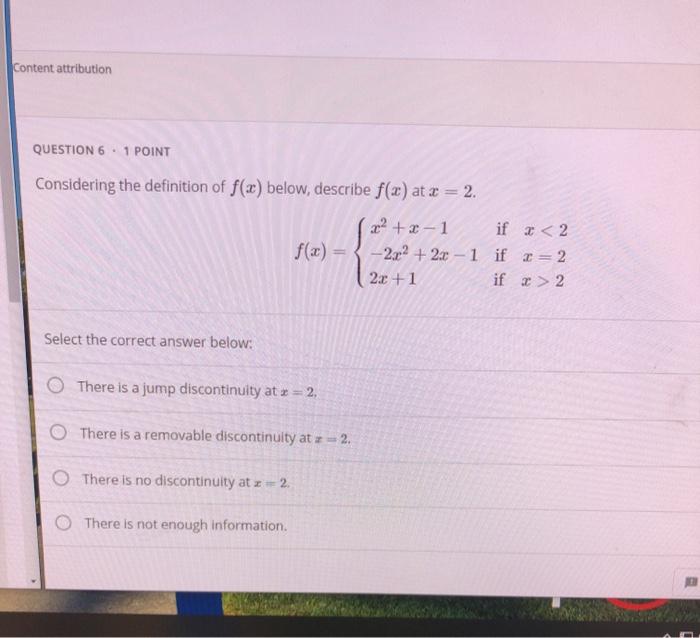 Solved Content attribution QUESTION 6 1 POINT Considering | Chegg.com