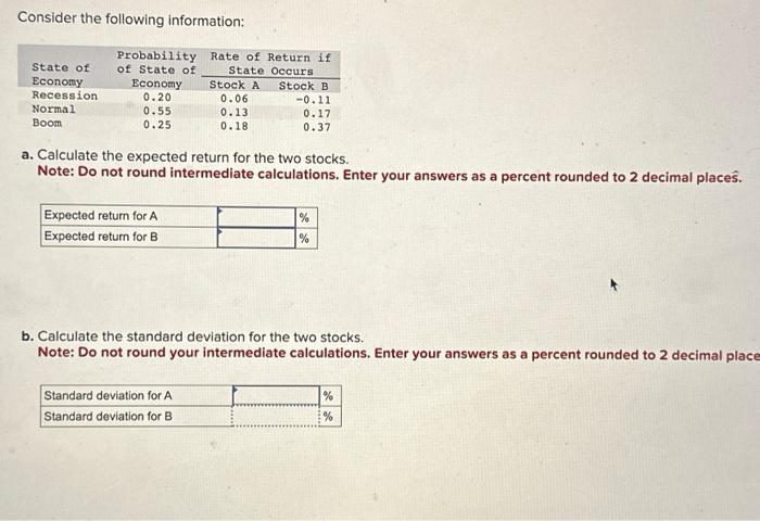 Solved Consider the following information: a. Calculate the | Chegg.com