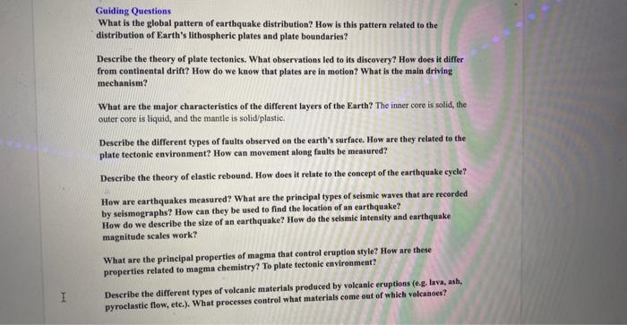 Solved Guiding Questions What is the global pattern of | Chegg.com