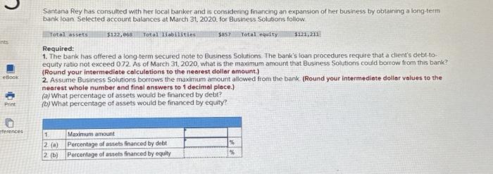 Solved nts eBook + Print eferences Santana Rey has consulted | Chegg.com