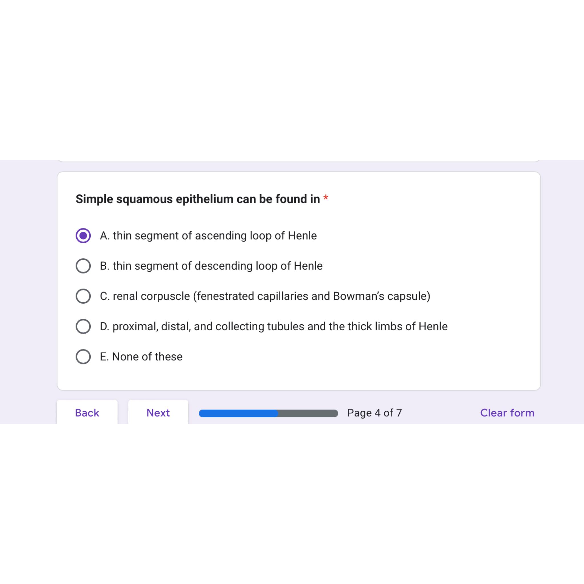 Solved Simple squamous epithelium can be found in *A. ﻿thin | Chegg.com