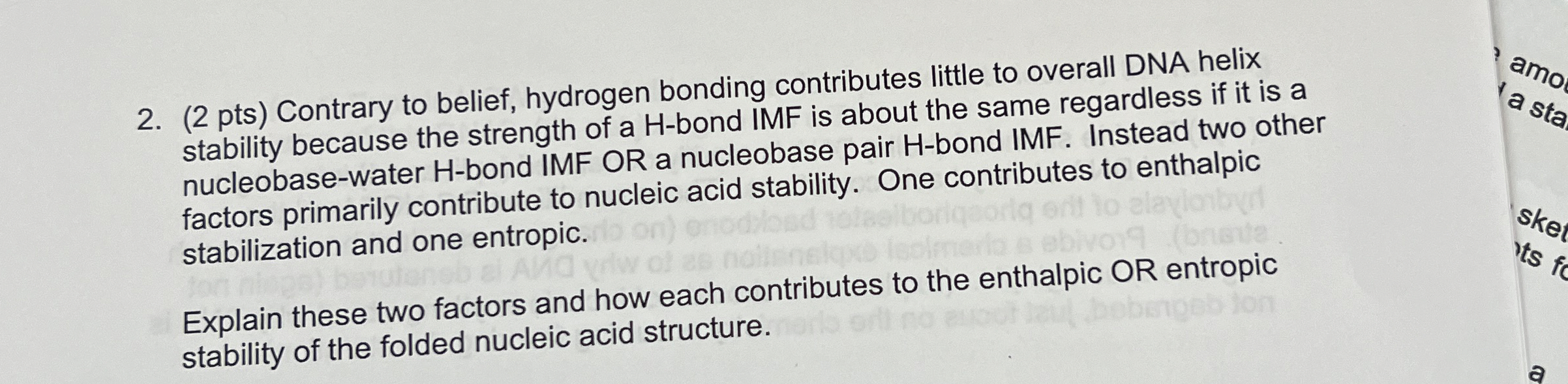 Solved (2 ﻿pts) ﻿Contrary to belief, hydrogen bonding | Chegg.com