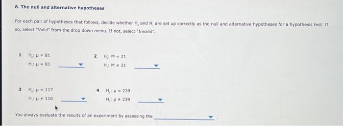 Solved For each pair of hypotheses that follows, decide | Chegg.com