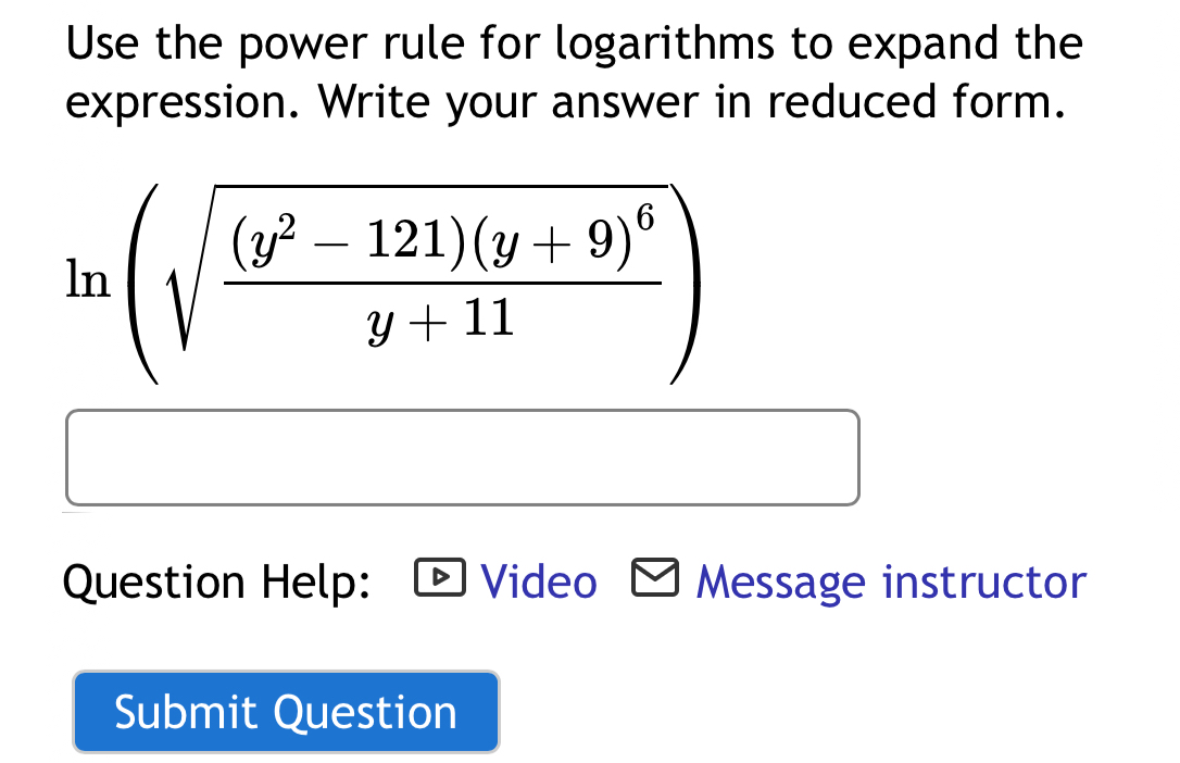 Solved Use the power rule for logarithms to expand the | Chegg.com