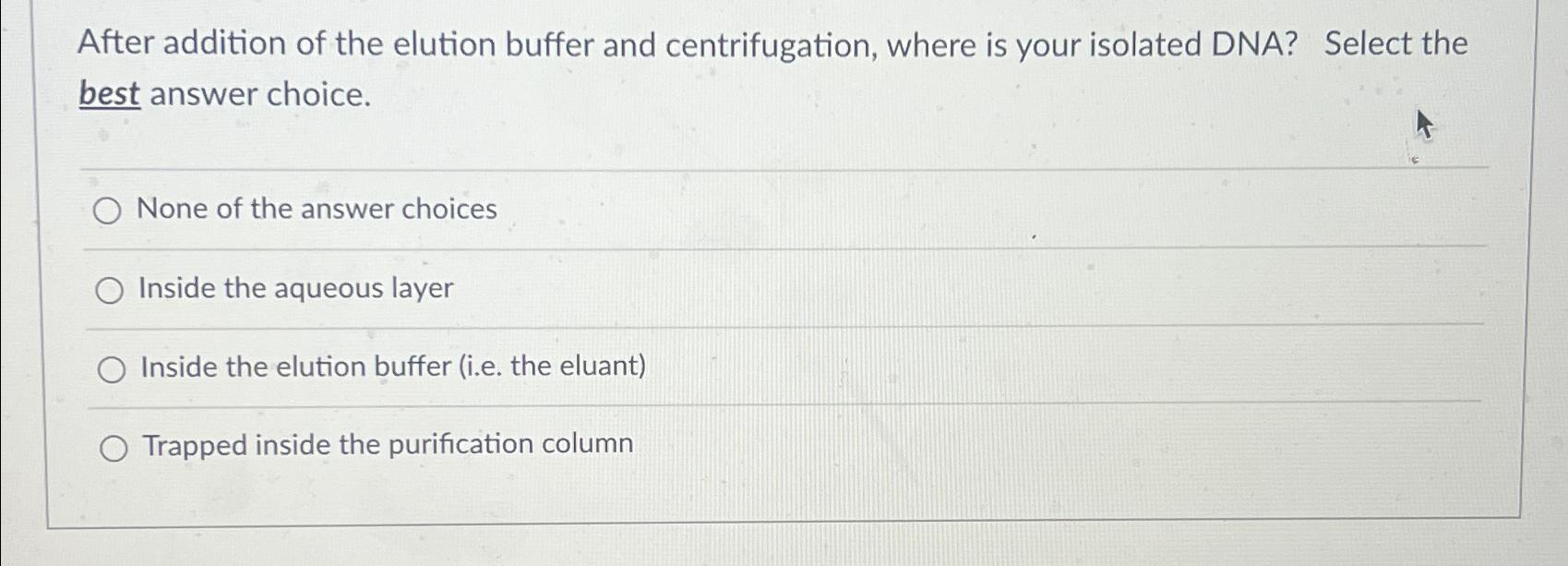 Solved After addition of the elution buffer and | Chegg.com