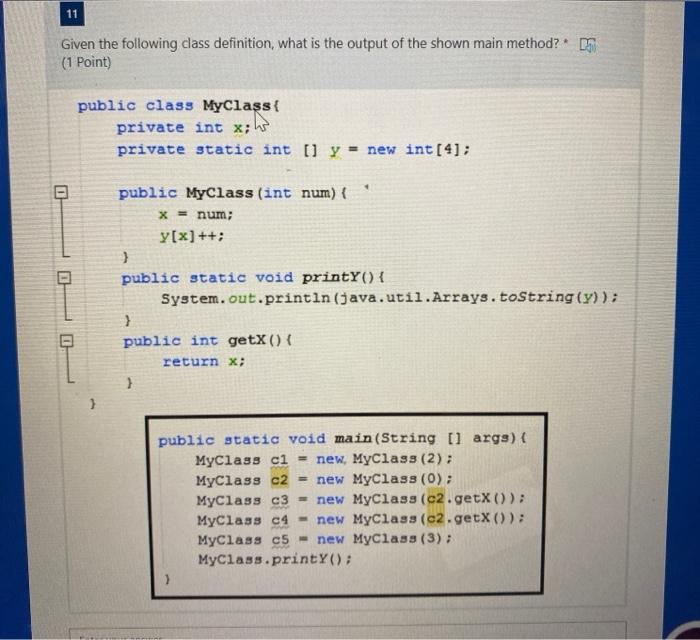 Solved 11 Given the following class definition, what is the | Chegg.com