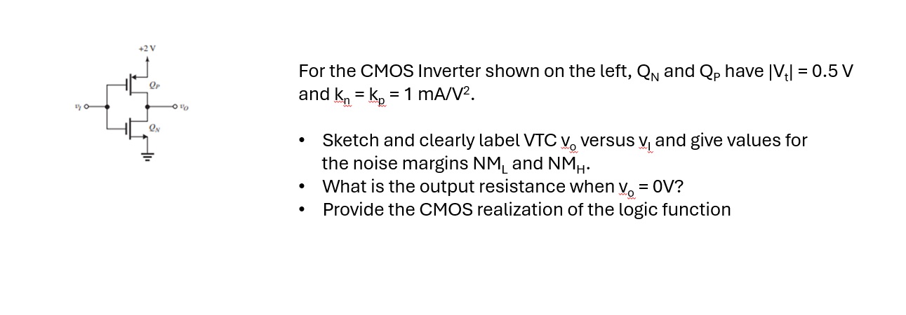 Solved For the CMOS Inverter shown on the left, QN ﻿and QP | Chegg.com