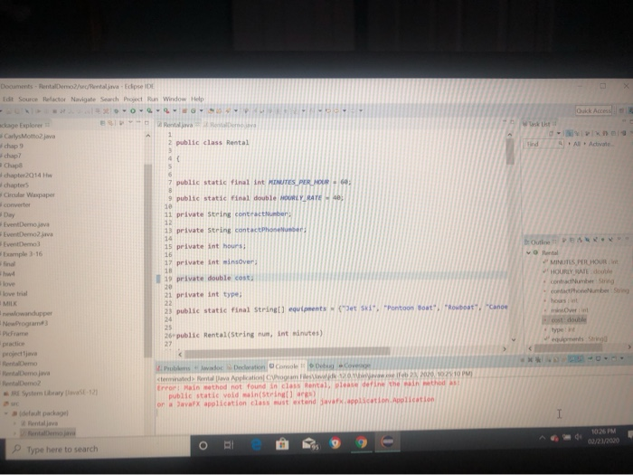 Solved Documents - RentalDemoc/Rental - Edipse IDE Edit | Chegg.com