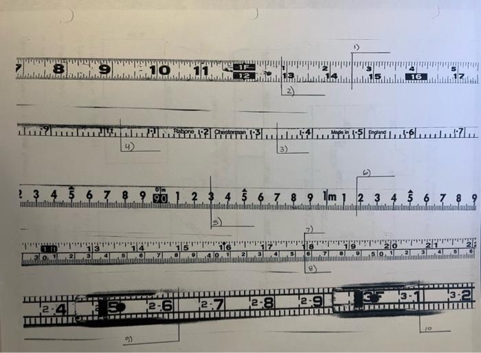 Solved i need help finding the measurements on these rulers | Chegg.com