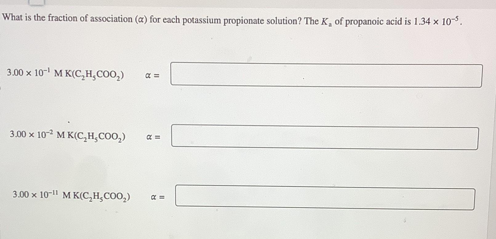 Solved What is the fraction of association ( α ) ﻿for each | Chegg.com