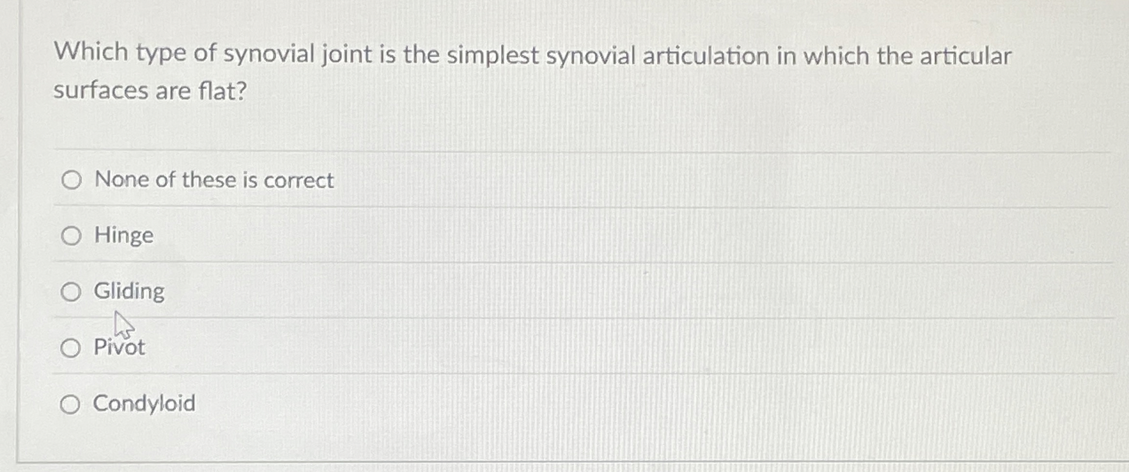 Solved Which type of synovial joint is the simplest synovial | Chegg.com