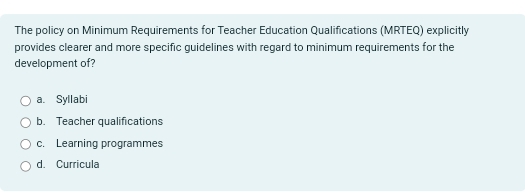 Solved The policy on Minimum Requirements for Teacher | Chegg.com