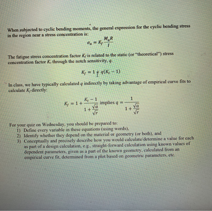 Solved When subjected to cyclic bending moments, the general | Chegg.com