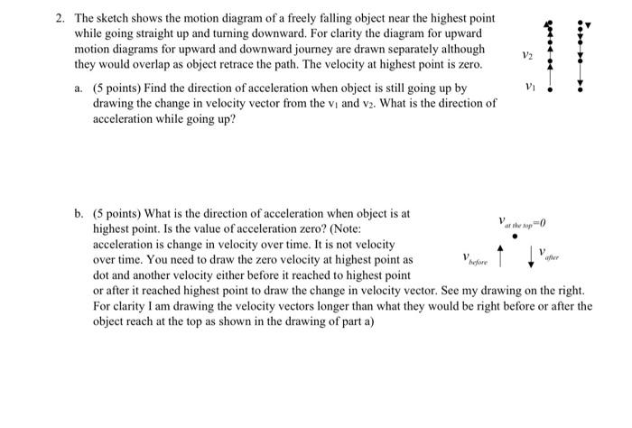 Solved 2. The sketch shows the motion diagram of a freely | Chegg.com