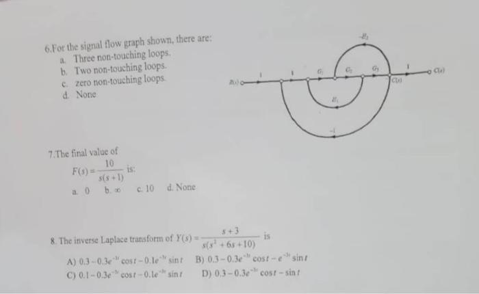 Solved 6. For the signal flow graph shown, there are: a. | Chegg.com
