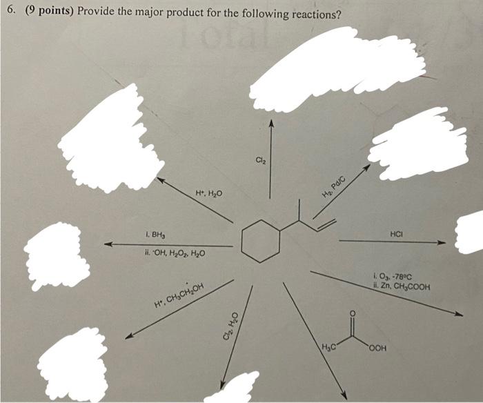 Solved ( 9 points) Provide the major product for the | Chegg.com