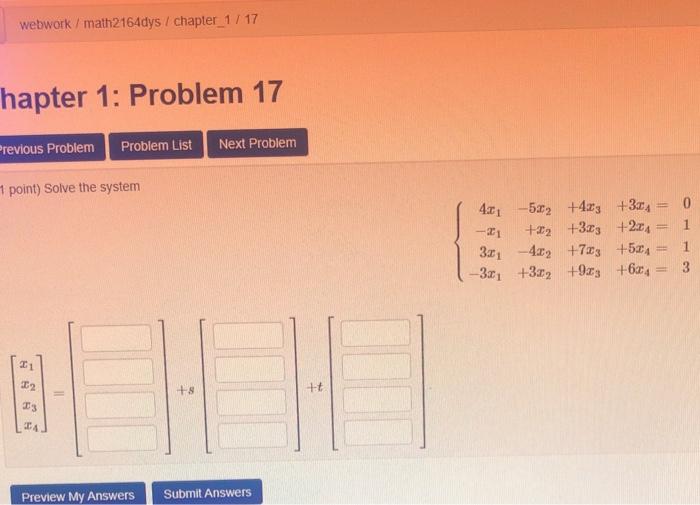 Solved webwork / math2164dys / chapter_1/17 hapter 1: | Chegg.com