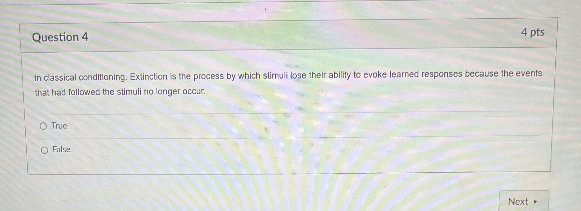 Solved Question 44 ﻿ptsIn classical conditioning. Extinction | Chegg.com