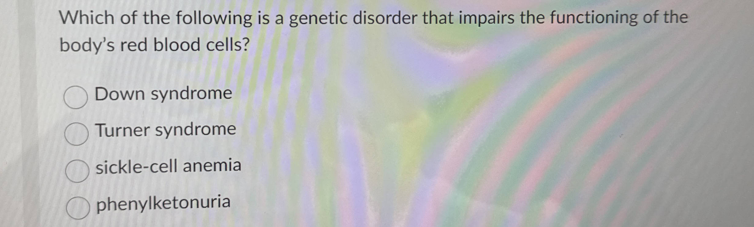 Solved Which of the following is a genetic disorder that | Chegg.com