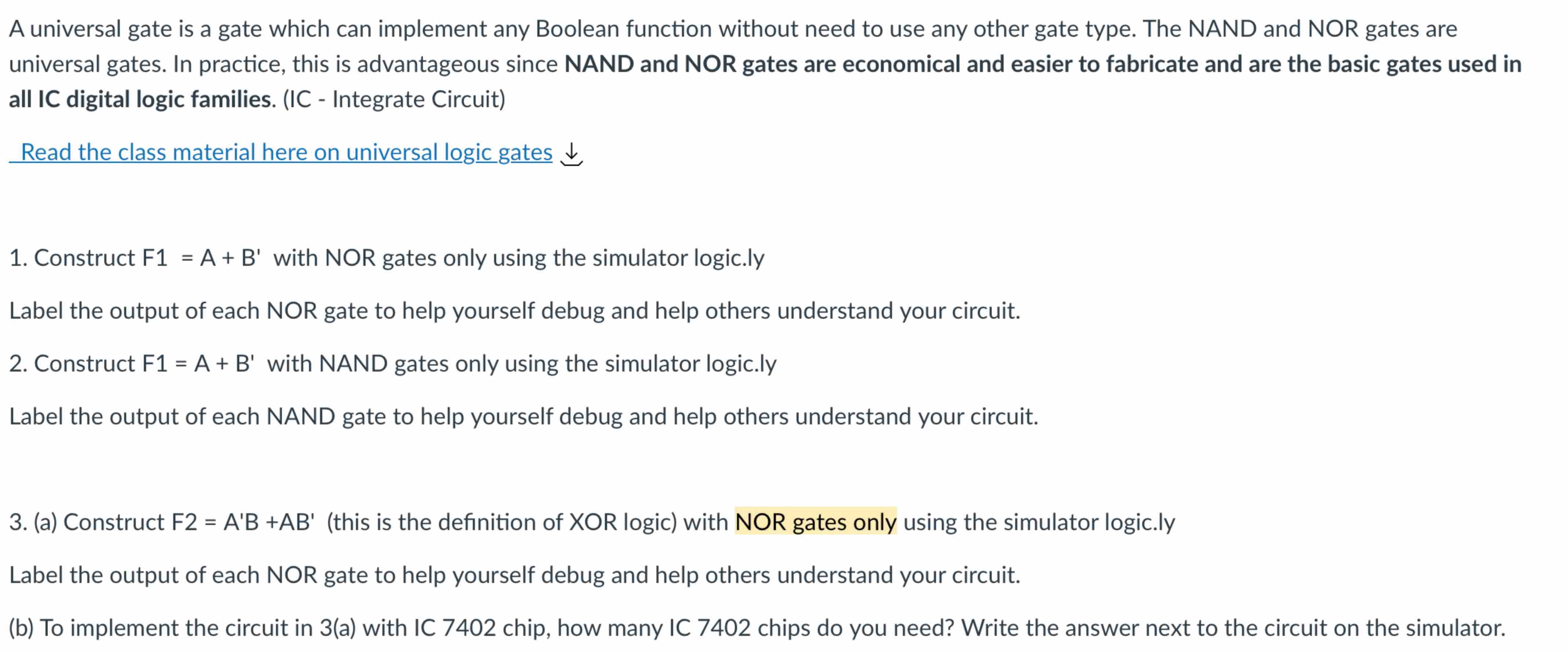 Solved A universal gate is a gate which can implement any | Chegg.com
