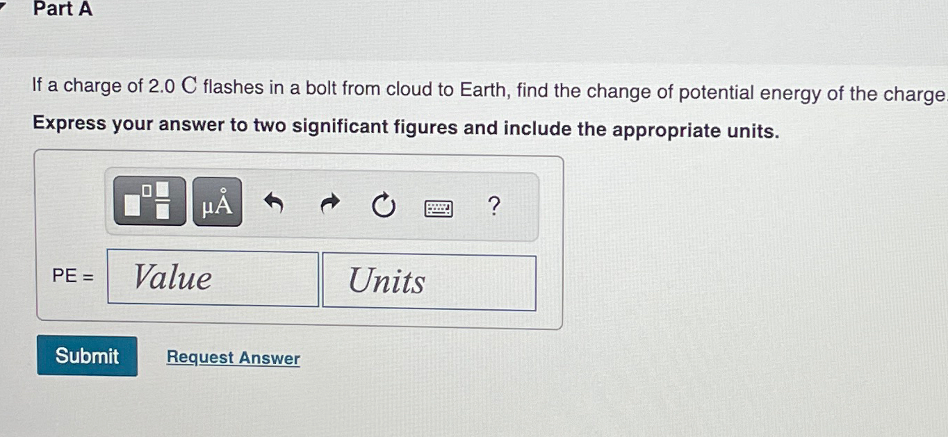 Solved Part AIf a charge of 2.0C ﻿flashes in a bolt from | Chegg.com