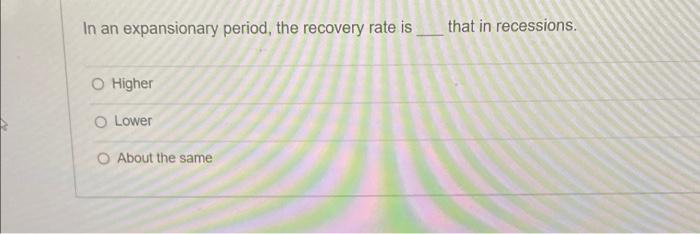 Solved In an expansionary period, the recovery rate is that | Chegg.com