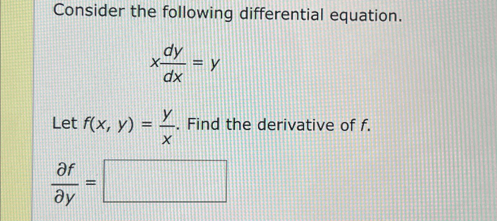 Solved Consider the following differential | Chegg.com