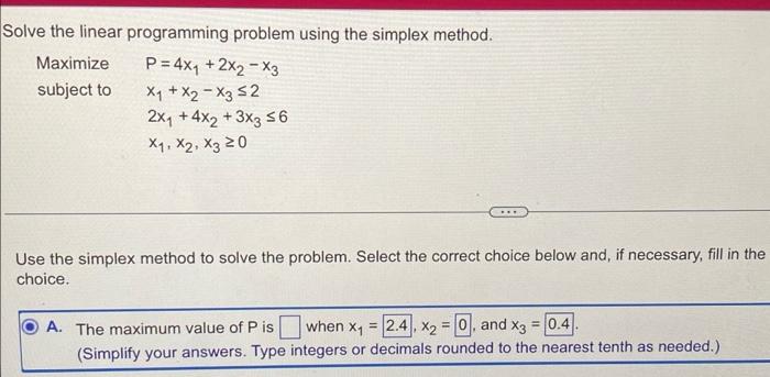 Solved Solve the linear programming problem using the | Chegg.com