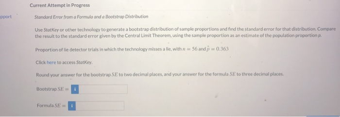 Solved Current Attempt in Progress pport Standard Error from | Chegg.com