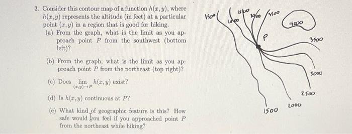Solved 3. Consider this contour map of a function h(x,y), | Chegg.com