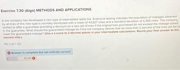 Solved Exercise 7.30 (Algo) METHODS AND APPLICATIONS A tire | Chegg.com