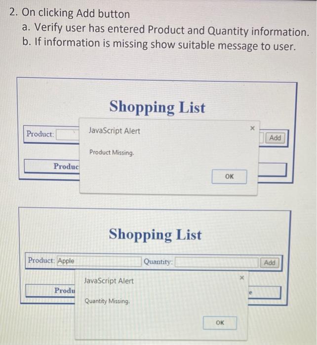 Solved 1. Design a Shopping List making WebApp with the | Chegg.com