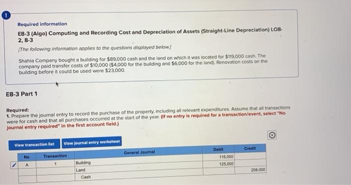 Solved Required information E8-3 (Algo) Computing and | Chegg.com
