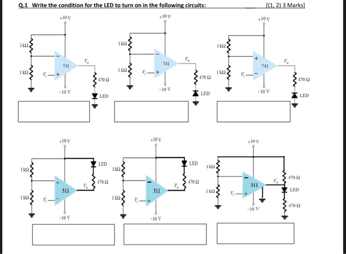 Solved 0.1 Write the condition for the LED to turn on in the | Chegg.com