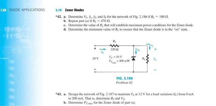 Solved 2.10 Zener Diodes 42. a. Determine VL,IL,IZ and IR | Chegg.com