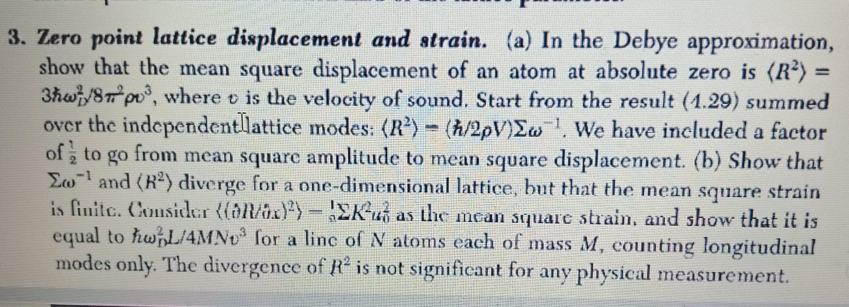 3. Zero point lattice displacement and strain. (a) In | Chegg.com