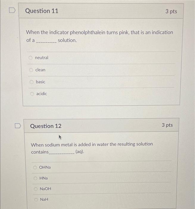 Solved Question 11 When the indicator phenolphthalein turns | Chegg.com