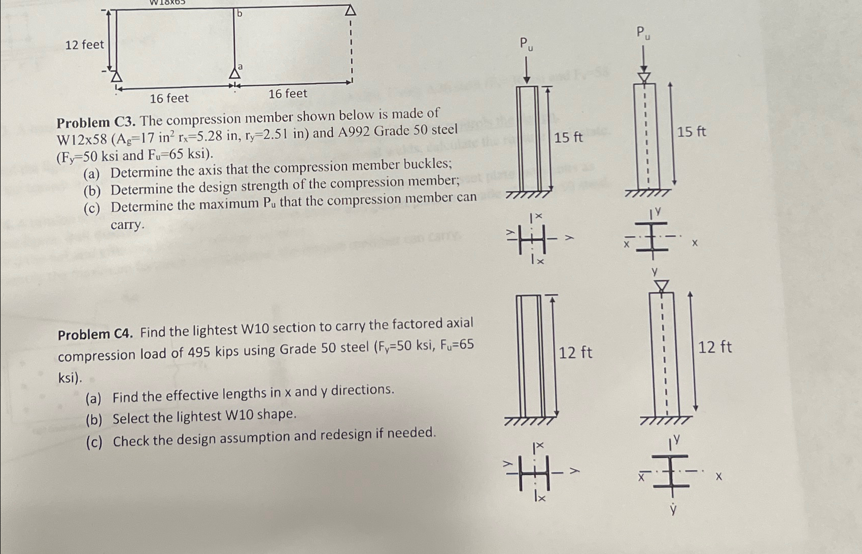 Problem C3. ﻿The compression member shown below is | Chegg.com