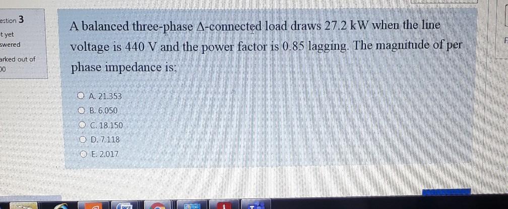 Solved estion 3 t yet swered A balanced three-phase | Chegg.com Solved estion 3 t yet swered A balanced three-phase | Chegg.com