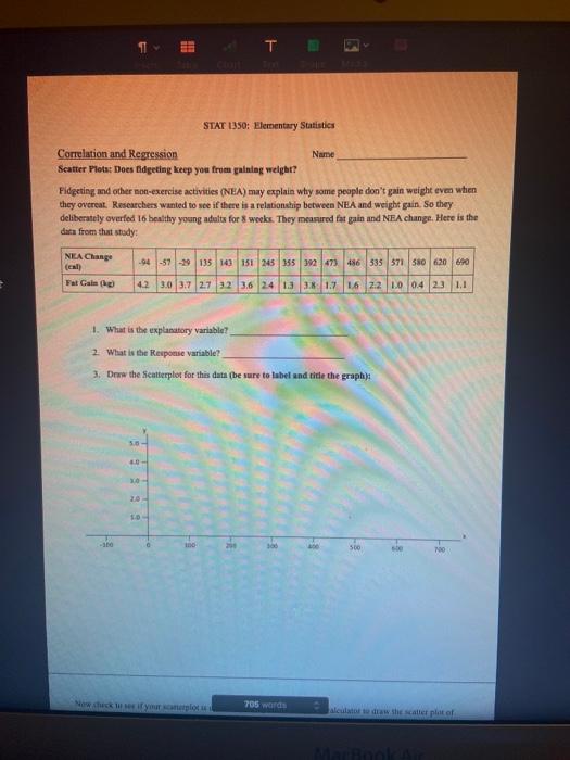 Solved T STAT 1350: Elementary Statistics Correlation and | Chegg.com