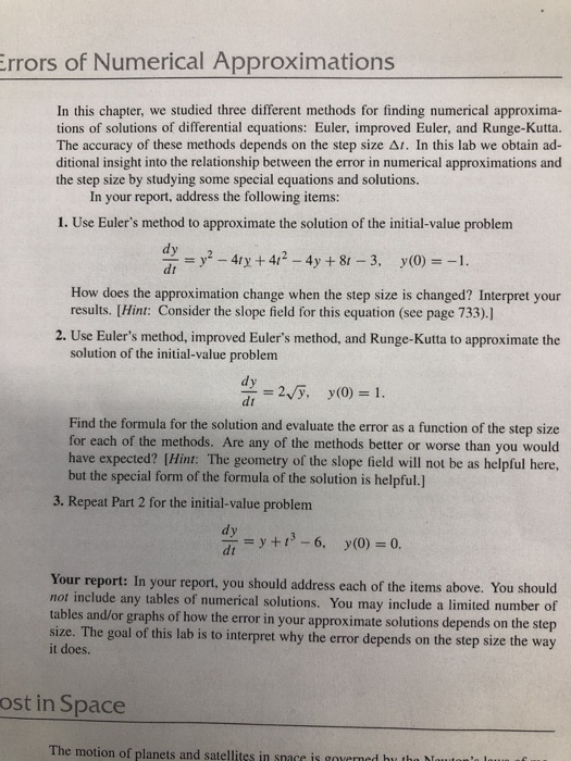 Solved Errors of Numerical Approximations In this chapter, | Chegg.com