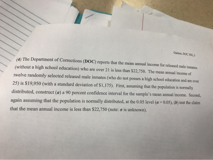 Solved Gaines, SOC 302,3 (4) The Department of Corrections | Chegg.com